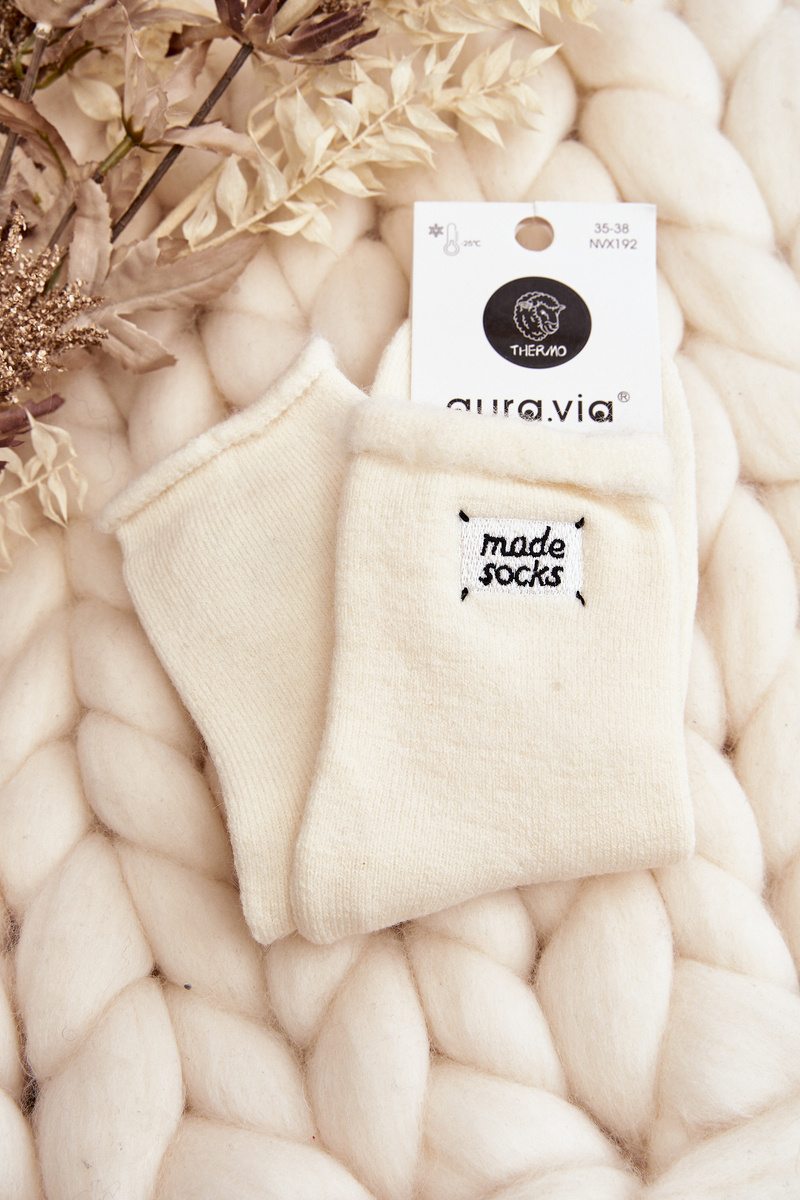 Damskie Grube Skarpety Kremowe