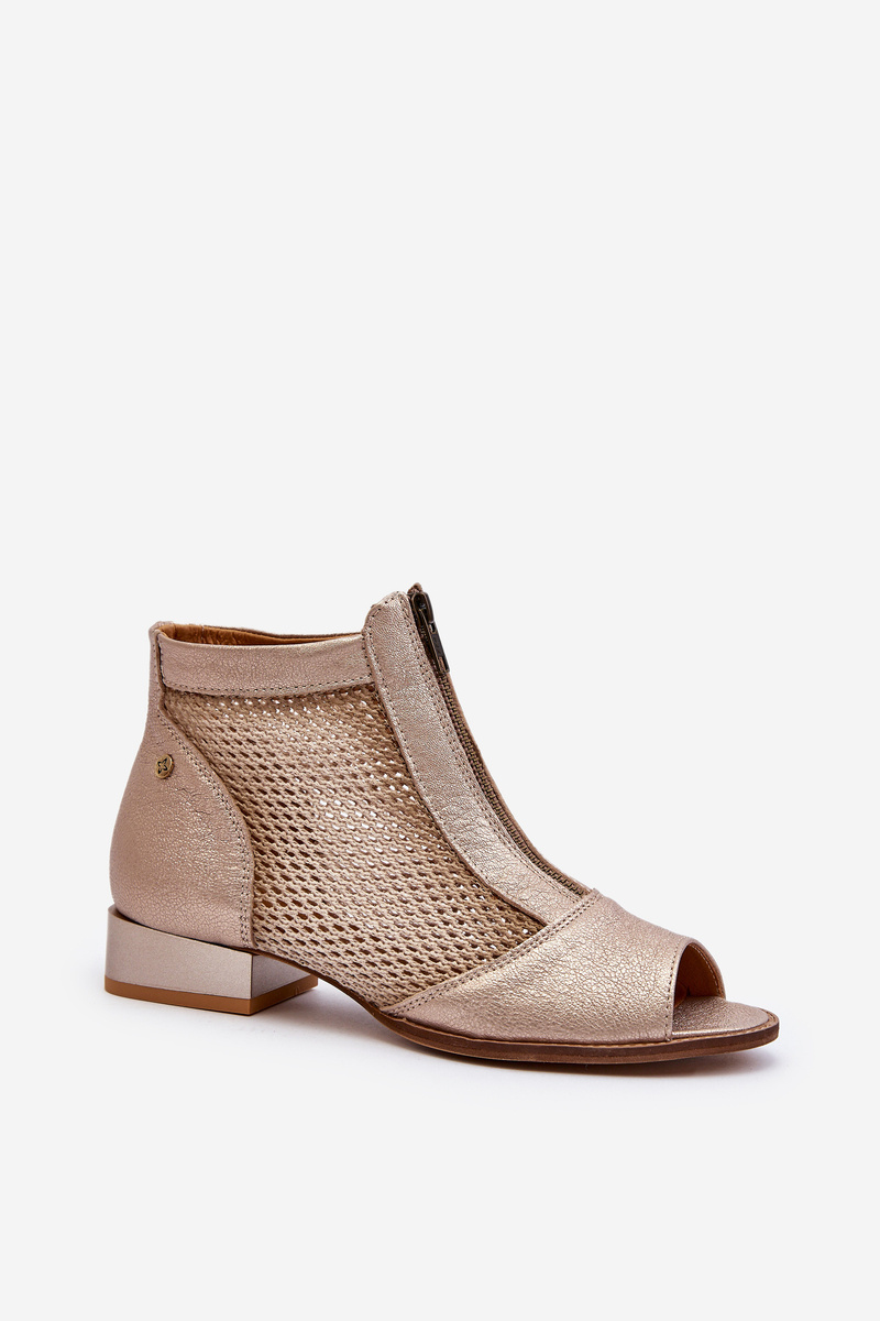 Skórzane Botki Damskie Na Płaskim Obcasie Z Odkrytymi Palcami Maciejka ...